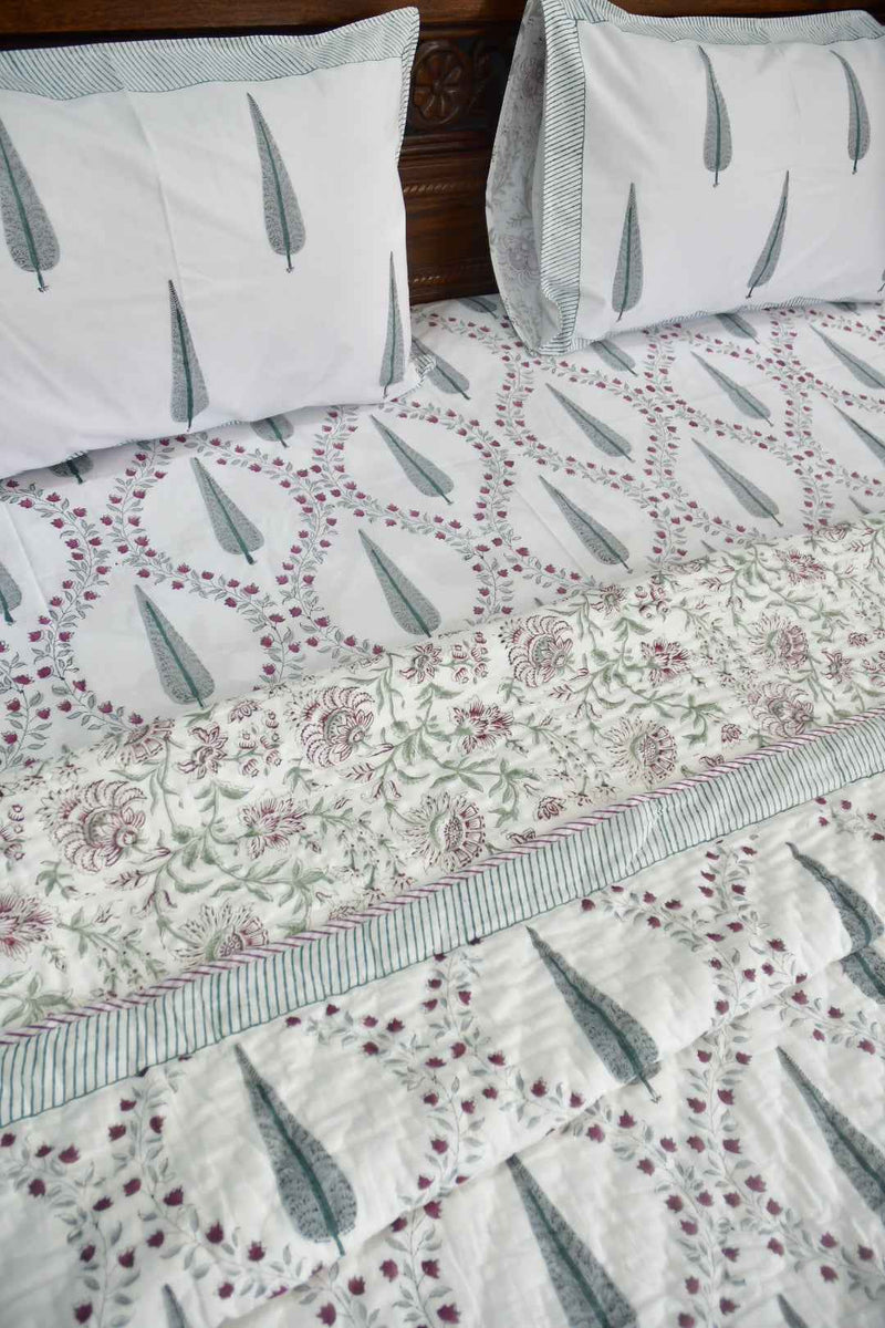 Cypress Jaal Cotton Bedding Set with Quilt | King & Super King ...